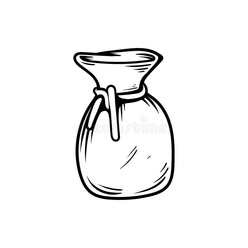 Leather Pouch Bag Drawing Coloring Line Art Style Sketch Classic ...