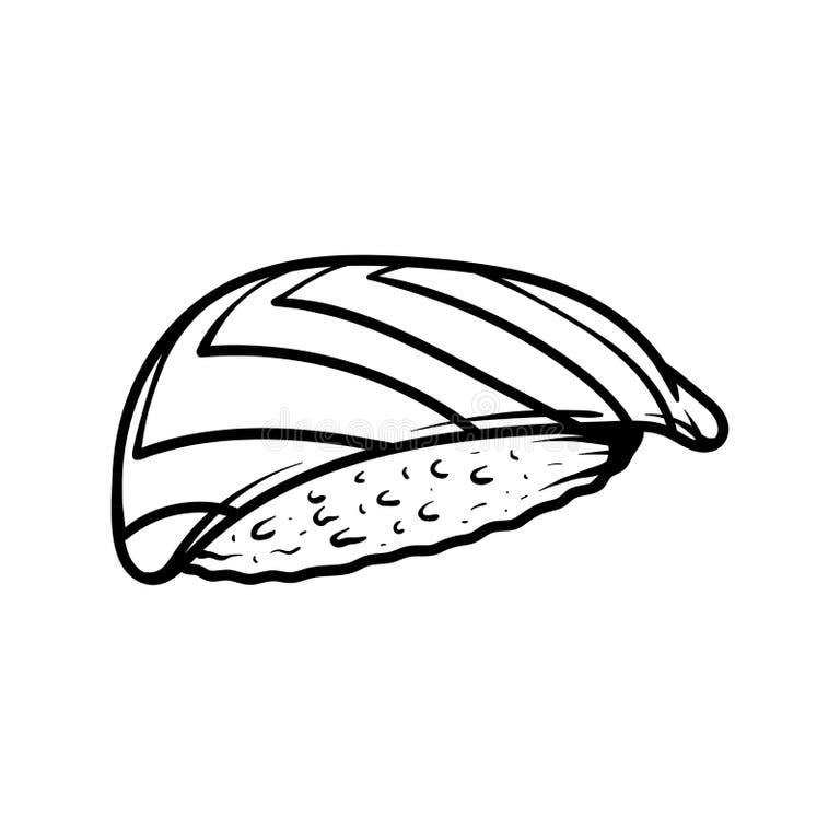 Salmon Sushi Sashimi Drawing Coloring Line Art Style Sketch Classic ...