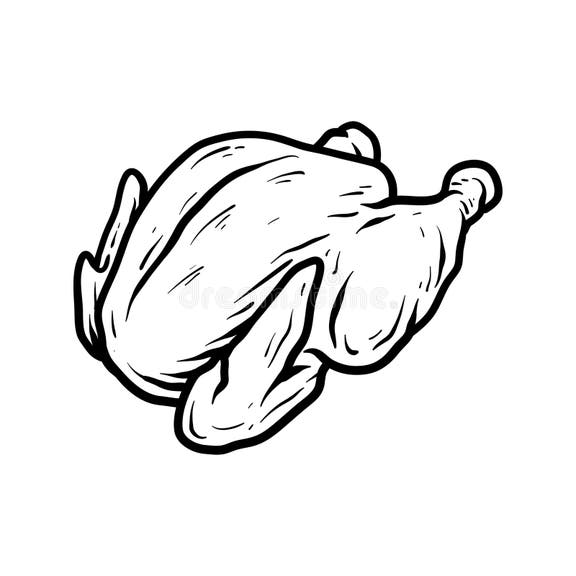 Whole Chicken Meat Drawing Coloring Line Art Style Sketch Classic ...