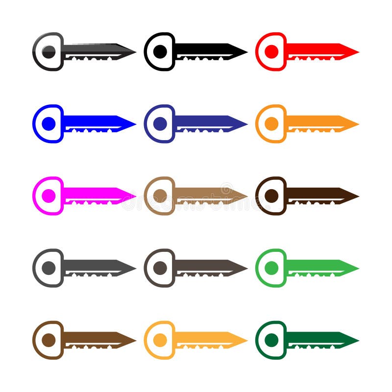 Set of Colourful Vector of Keys Isolated on White Background Stock ...