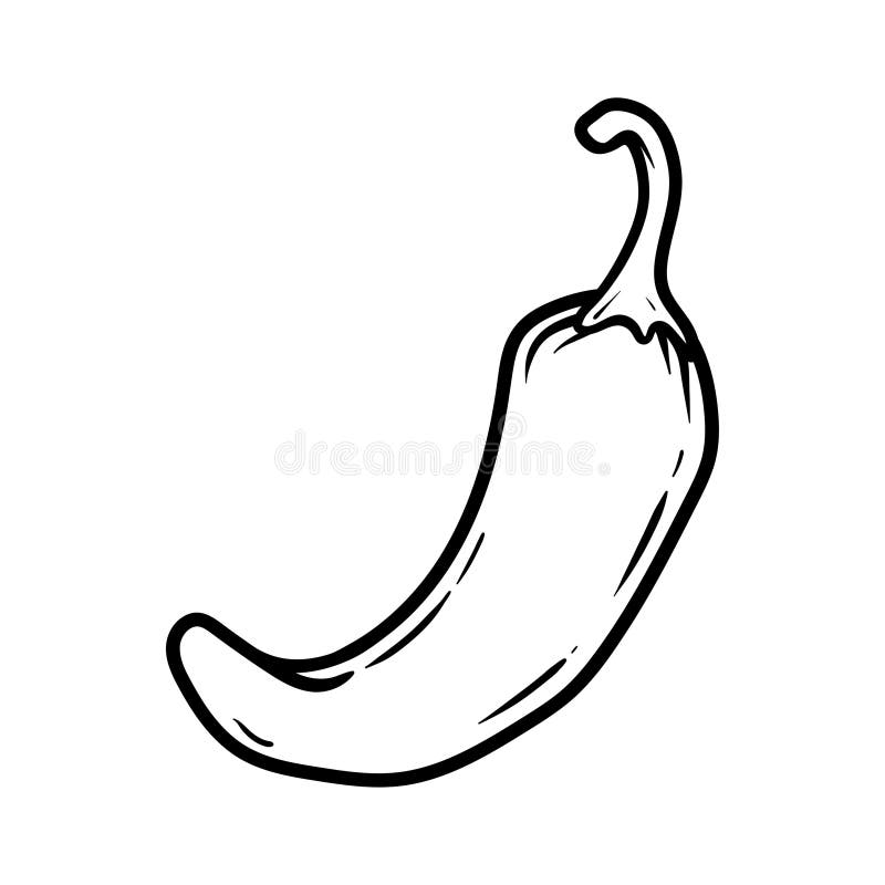 Chili Peppers Drawing Coloring Line Art Style Sketch Classic Vintage ...
