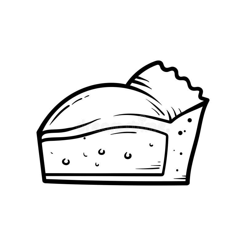Sliced of Pie Drawing Coloring Line Art Style Sketch Classic Vintage ...
