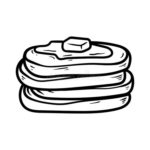 Stack of Pancakes Drawing Coloring Line Art Style Sketch Classic ...