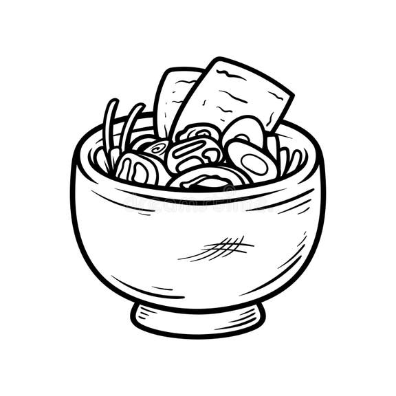 Full Ramen Udon Noodle Isolated Drawing Coloring Line Art Style Sketch ...