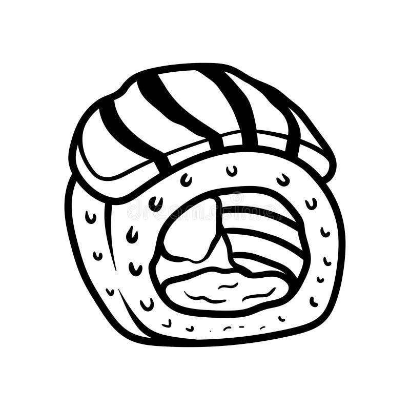 Sashimi Sushi Salmon Isolated Drawing Coloring Line Art Style Sketch ...