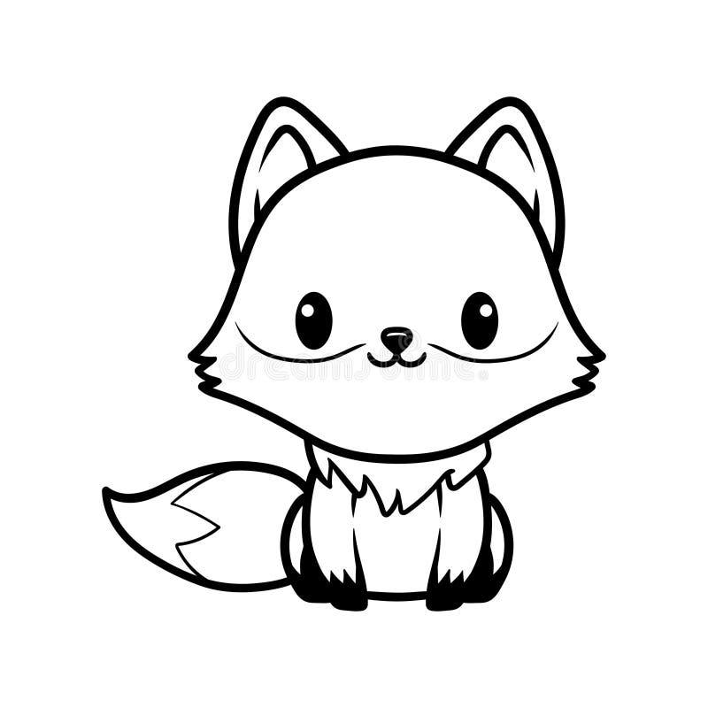 Fun Cute Fox Cartoon Character Isolated Drawing Coloring Line Art Style ...