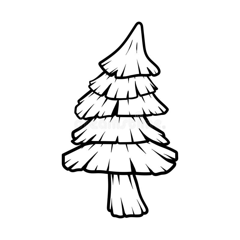 Pine Tree Logo Isolated Drawing Coloring Line Art Style Sketch Classic ...