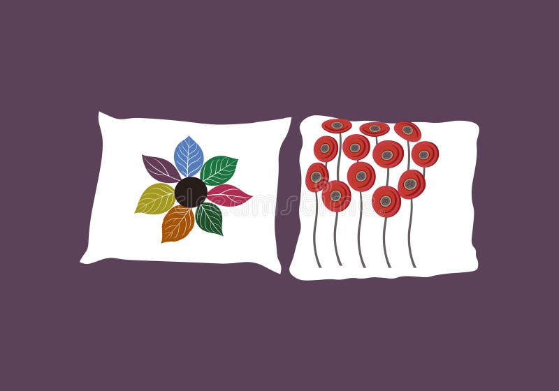 Throw Pillow Set with Green Leaf and Red Button Design Stylish Home ...