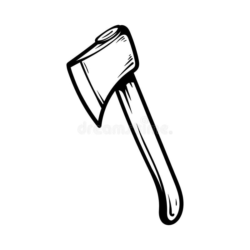 Axe for Chopping Tree Isolated Drawing Coloring Line Art Style Sketch ...