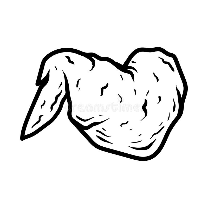 Chicken Wings Isolated Drawing Coloring Line Art Style Sketch Classic ...