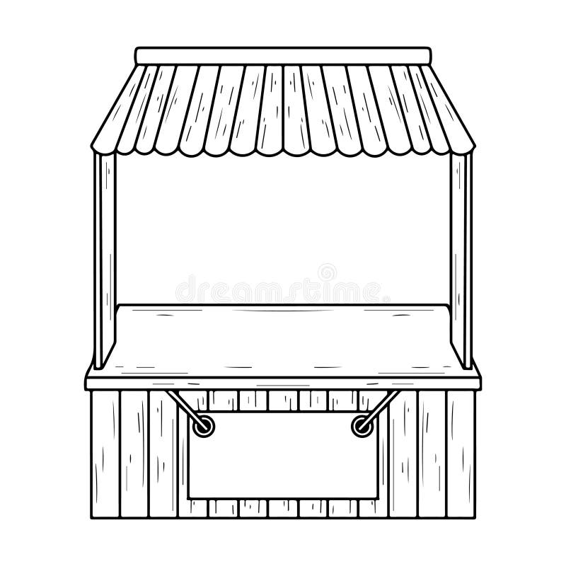 Street Stall Kiosk Icon Cartoon Black and White Vector Stock Vector ...