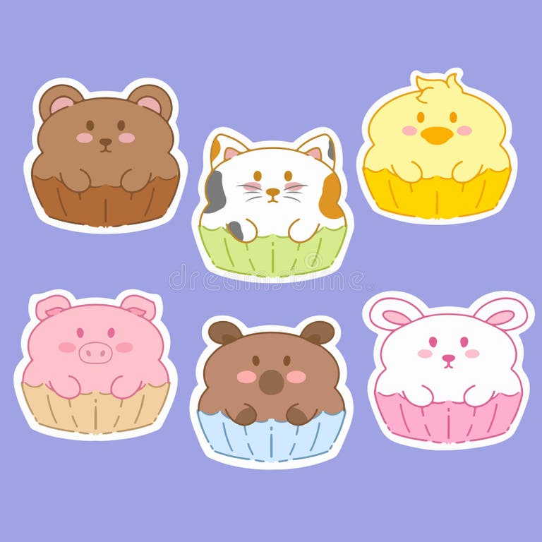 Bear, Cat, Dog, Bear, Cat and Muffin Stock Vector - Illustration of ...
