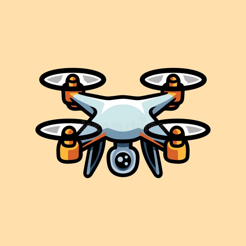 Cool Drone with Camera Colored Isolated Drawing Line Art Style Sketch ...