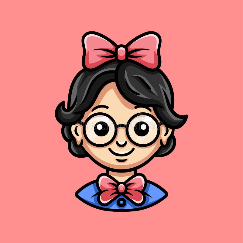 Fun Cute Cartoon of Girl Character Isolated Drawing Line Art Style ...