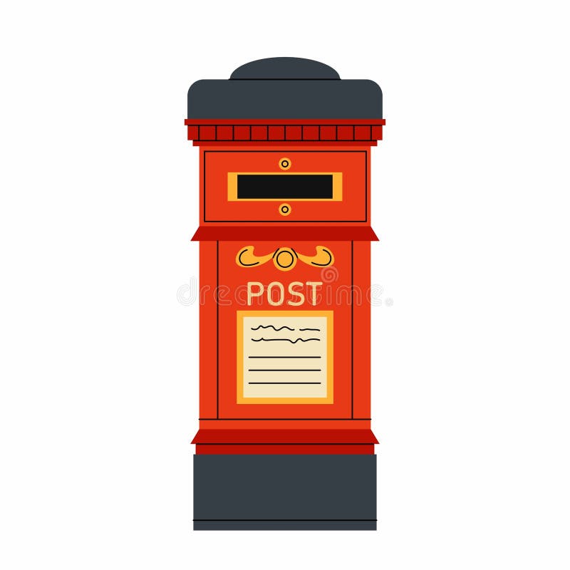 Postbox. Vintage Red Coloured Metal Box for Letters and Postcards Stock ...
