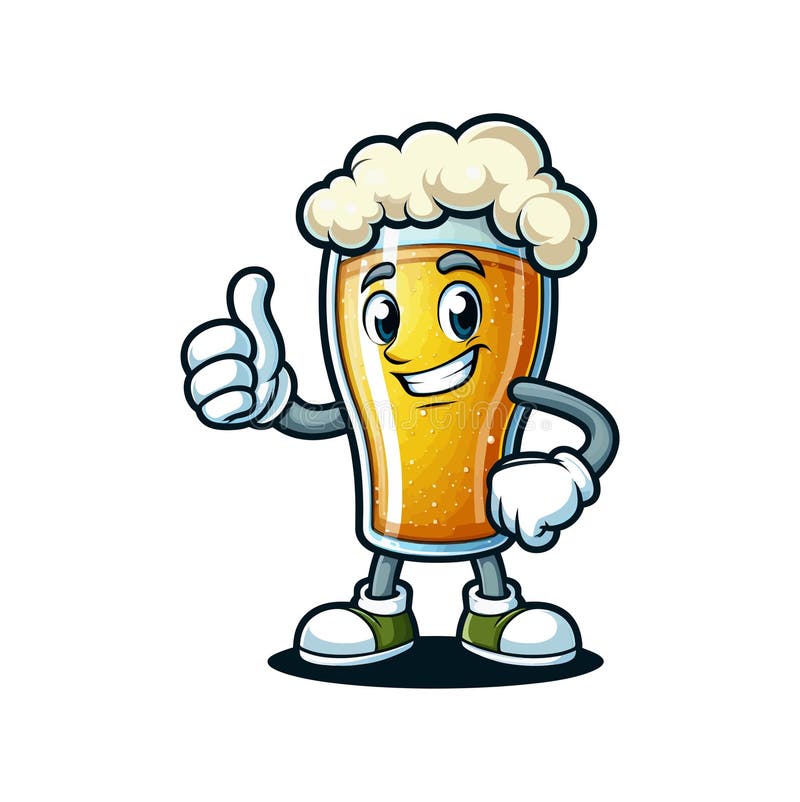 Retro Beer Glass Mascot Cartoon Character Vector Stock Vector ...