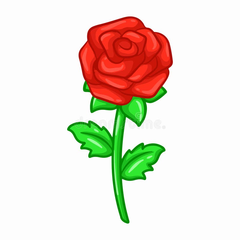 Red Rose Icon in Cartoon Style Stock Vector - Illustration of design ...