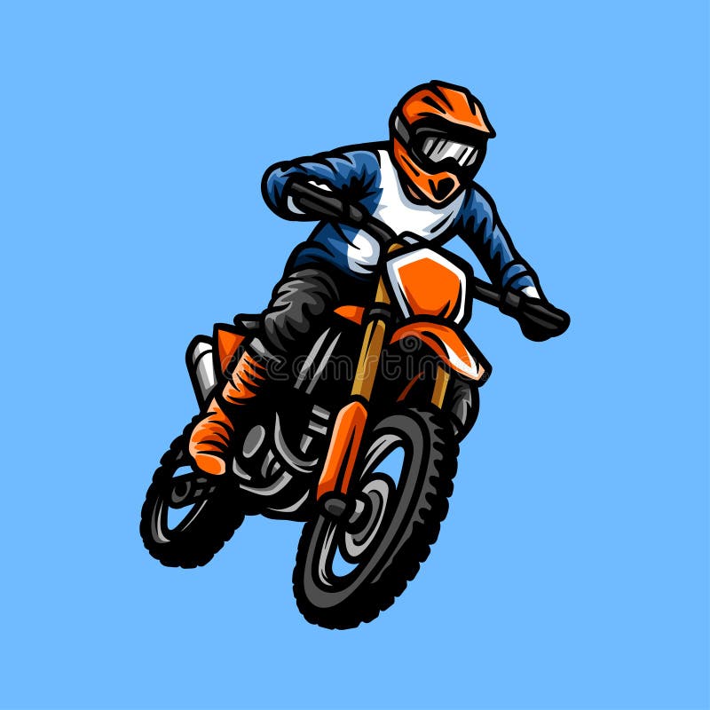 Motocross Dirtbike Supermoto Isolated Drawing Line Art Style Sketch ...