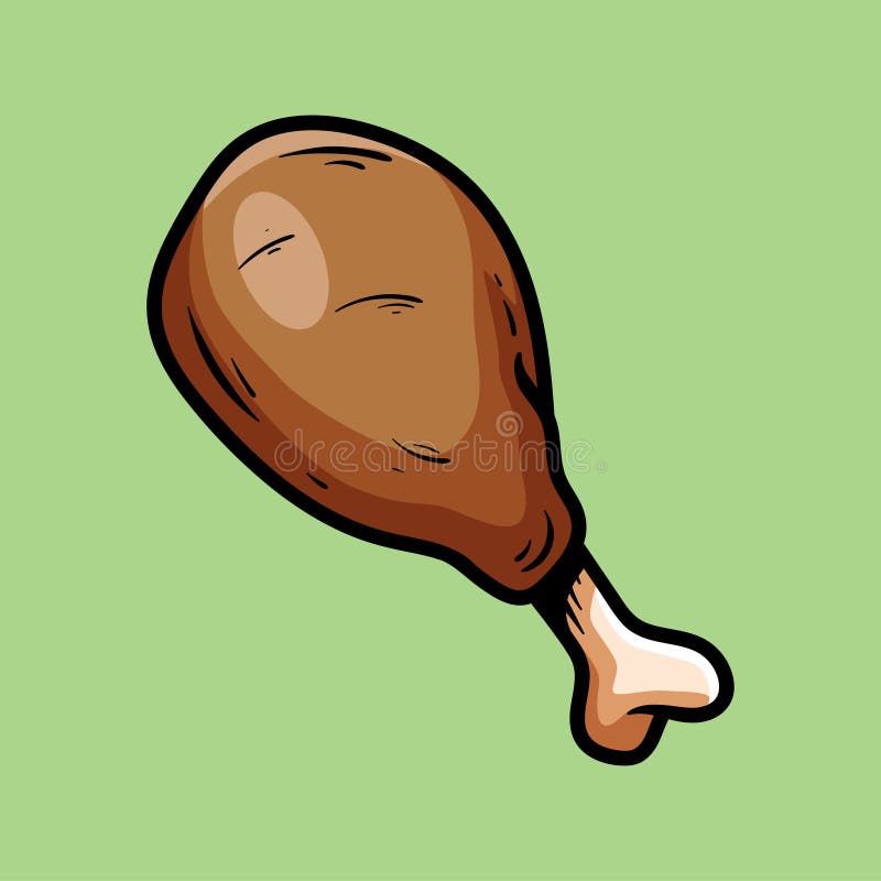 Drum Stick Fried Chicken Isolated Drawing Line Art Style Sketch Classic ...