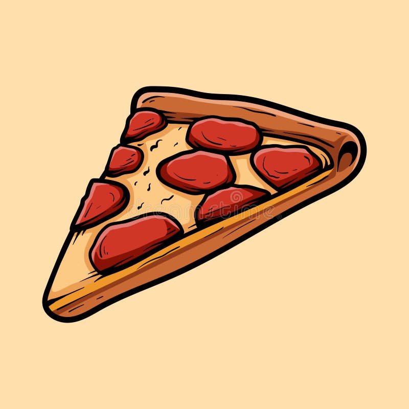 Sliced Pepperoni Pizza Isolated Drawing Coloring Line Art Style Sketch ...