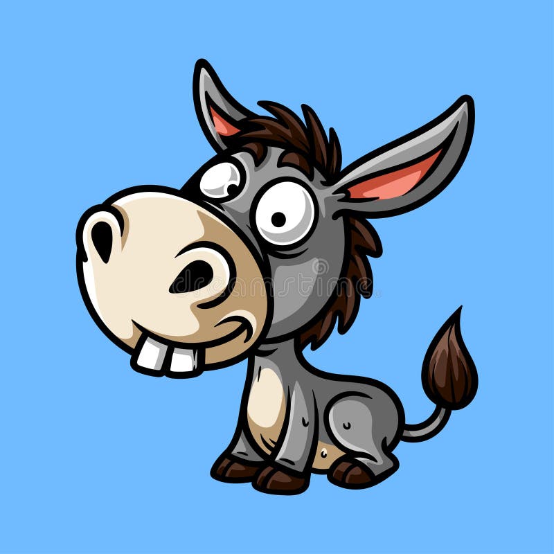 Funny Dummy Cartoon Logo of Donkey Isolated Colored Drawing Line Art ...