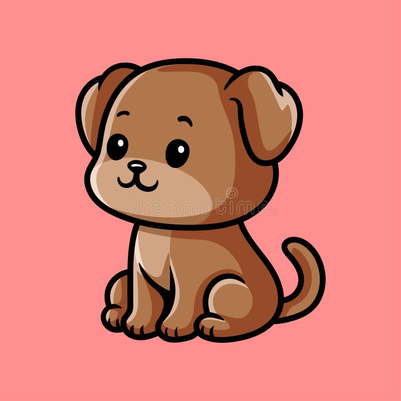 Fun Cartoon Character of Sitting Dog Puppy Isolated Colored Drawing ...