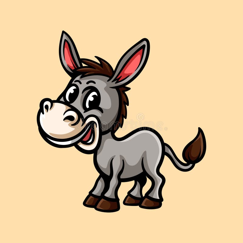 Fun Cartoon Character of Donkey Isolated Colored Drawing Line Art Style ...