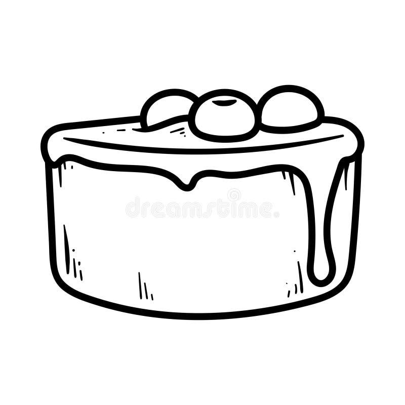 Blueberry Cake Isolated Drawing Line Art Style Sketch Classic Vintage ...