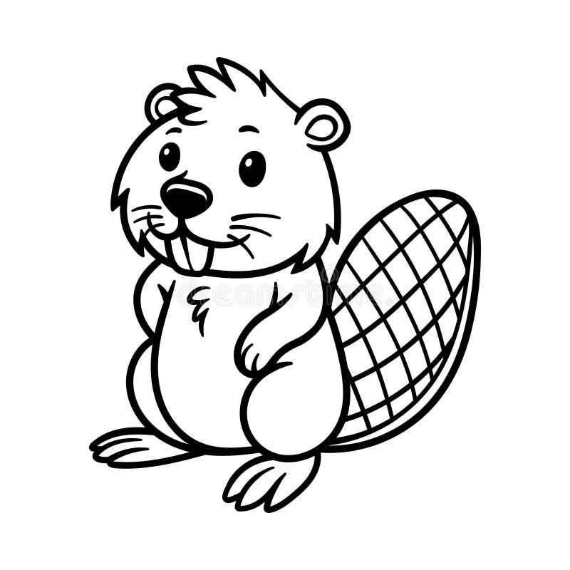 Cartoon Character of Fun Beaver Chillin Isolated Drawing Line Art Style ...