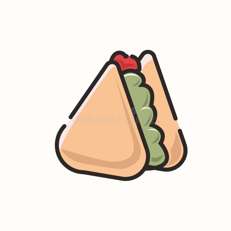 Triangle Sandwich Cartoon Minimalist Design Stock Vector - Illustration ...
