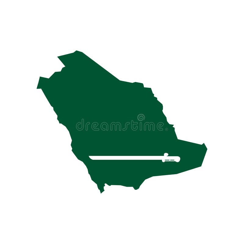 Silhouette Map of Saudi Arabia with Flag Stock Vector - Illustration of ...