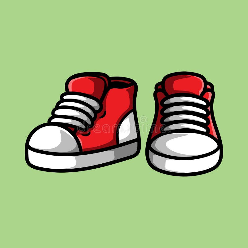 Red Kid Shoes Cartoon Isolated Colored Drawing Line Art Style Sketch ...