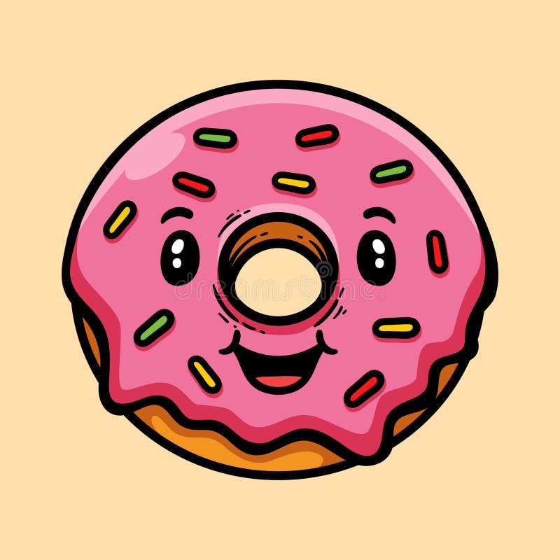 Cute Cartoon Character of Donut Doughnut with Sprinkle Isolated Colored ...