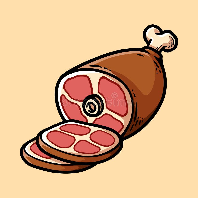 Big Slice of Meat Beef Isolated Colored Drawing Line Art Style Sketch ...