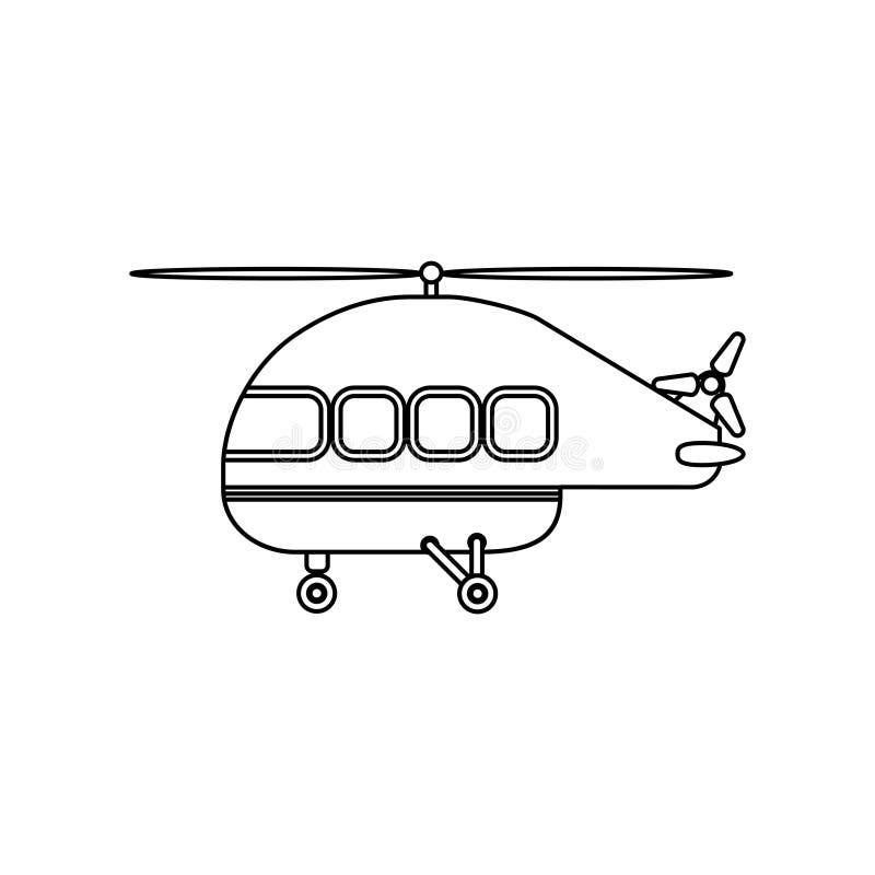 Helicopter Symbol Line Icon Isolated on White Background Stock Vector ...