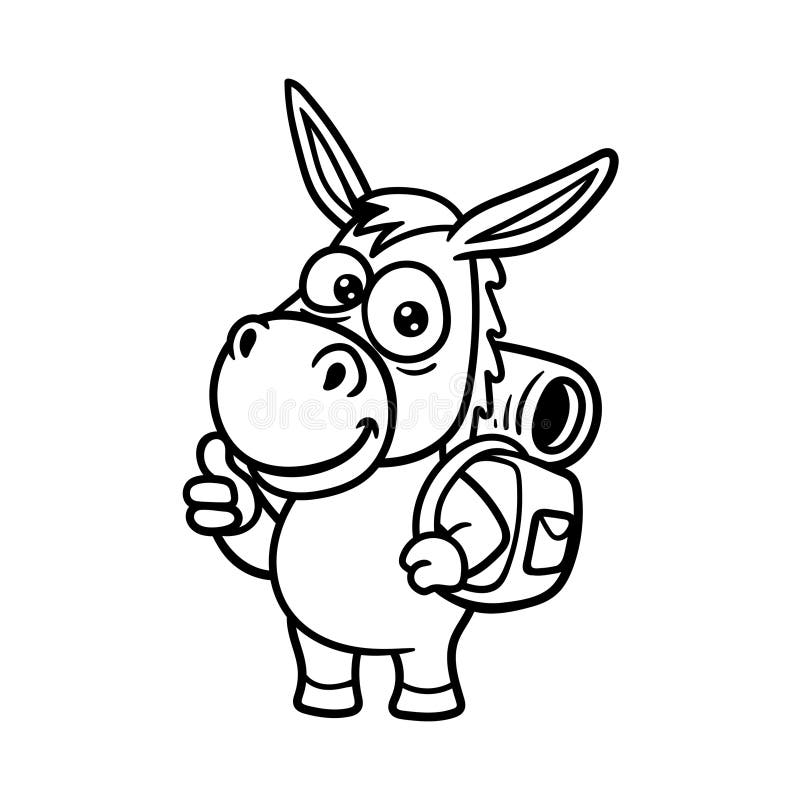 Fun Cute Donkey Adventurer Explorer Cartoon Character Isolated Drawing ...