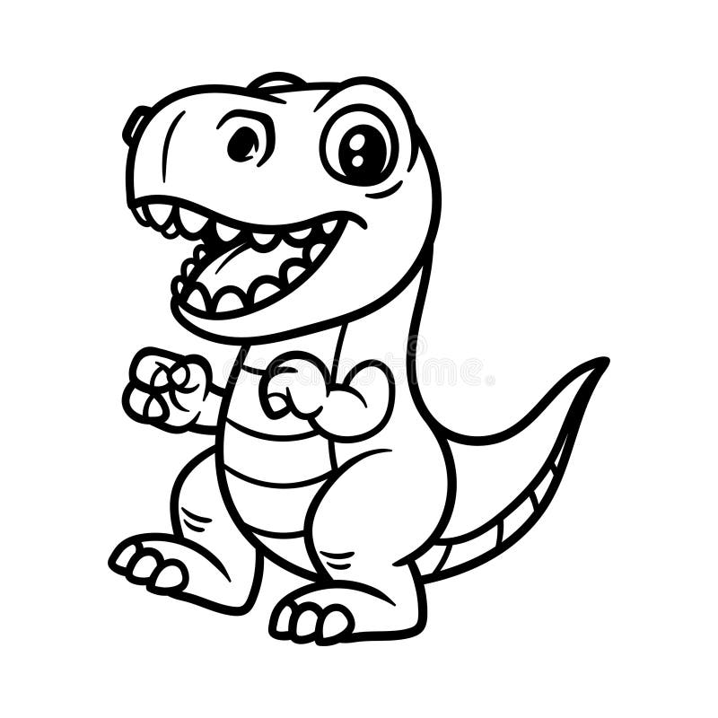 Fun Tyrannosaurus Rex T-Rex Cartoon Character Isolated Drawing Line ...