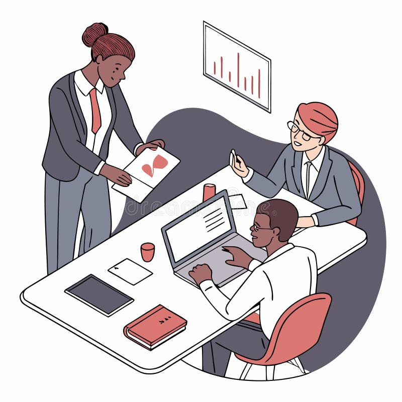 An Illustration Depicting a Business Meeting between Colleagues, Where ...