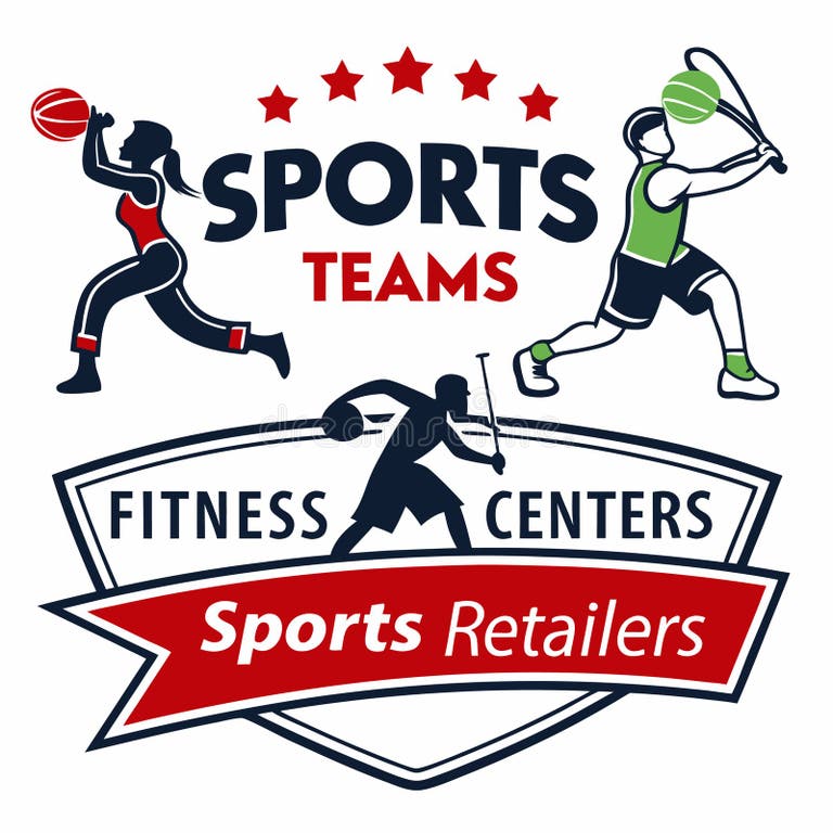 Vector Illustration Featuring Various Sports-themed Logos. the Design ...