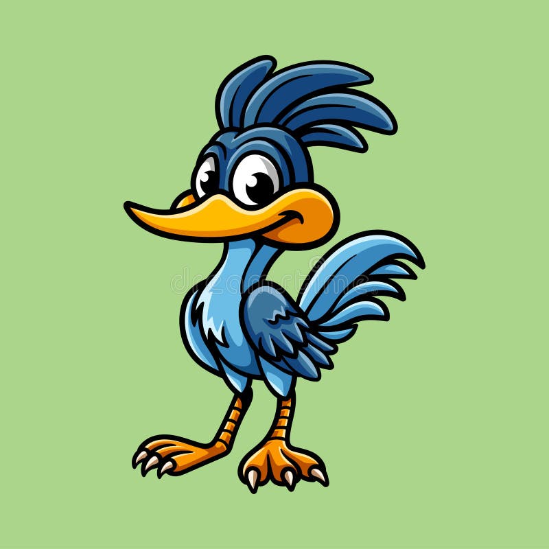 Fun Road Runner Standing Colored Cartoon Character Isolated Drawing ...