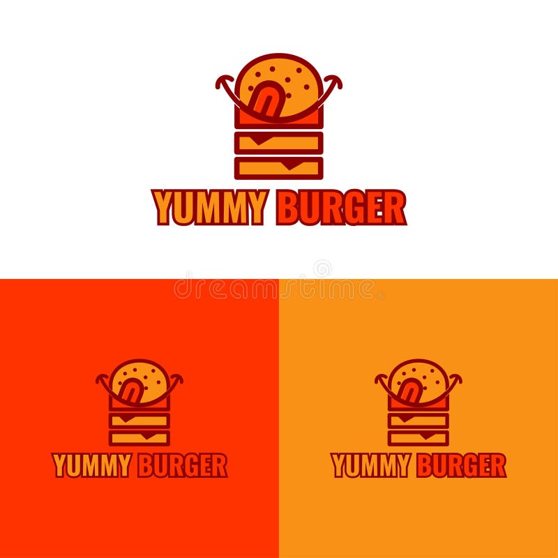 Yummy Burger Mascot Style Logo Design Stock Illustration - Illustration ...