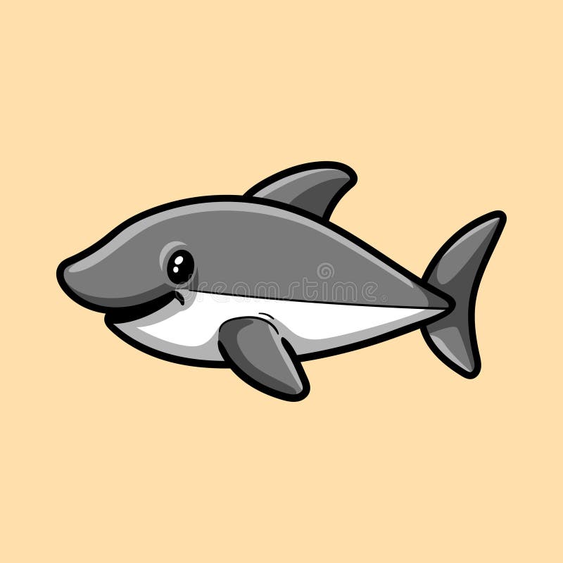 Fun Simple Shark Cartoon Colored Character Isolated Drawing Line Style ...