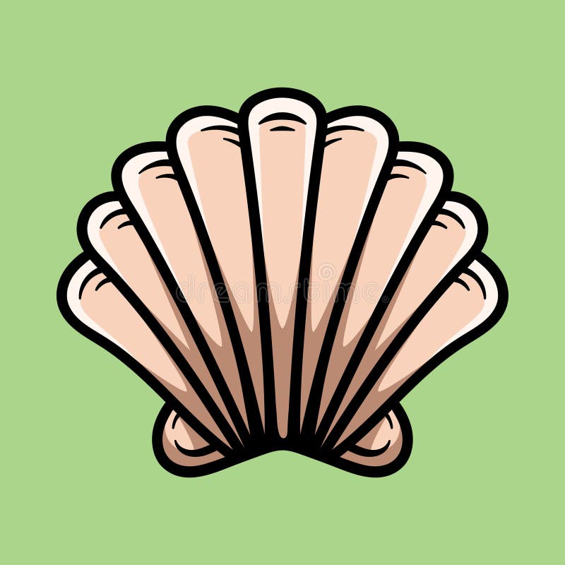 Simple Shell Cartoon Colored Character Isolated Drawing Line Style ...