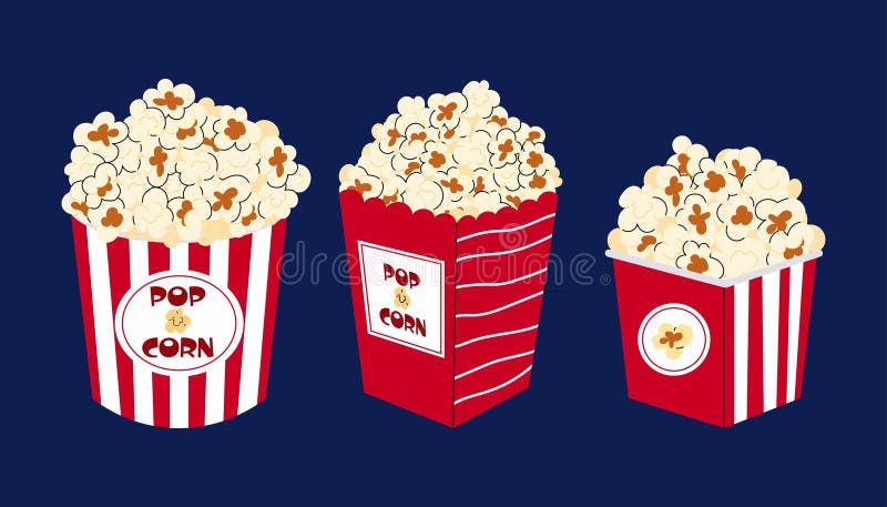 Popcorn. Set Box with Popcorn. Red Pack with Popcorn for Cinema or ...