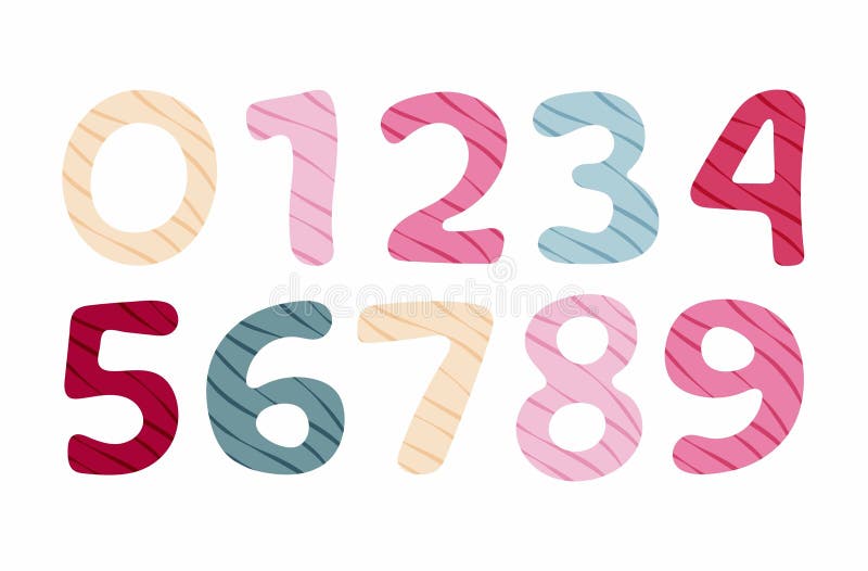 Colourful Numbers from 0 To 9. Numbers for Logos, Badges, Postcards ...