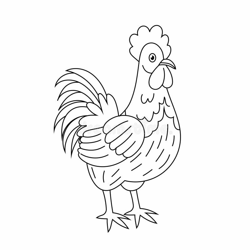 Rooster Doodle Illustration. Domestic Farm Bird. Symbol Early Morning ...