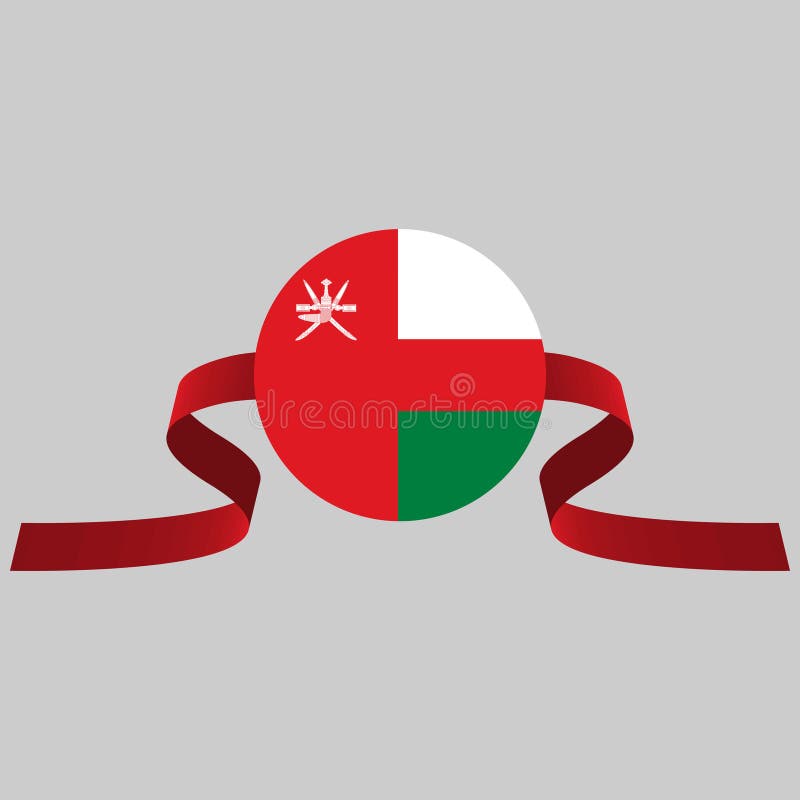 Oman Flag with Ribbon Behind Stock Vector - Illustration of number ...