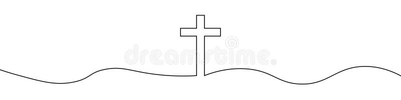 A Single Line Drawing of a Cross. Vector Stock Vector - Illustration of ...