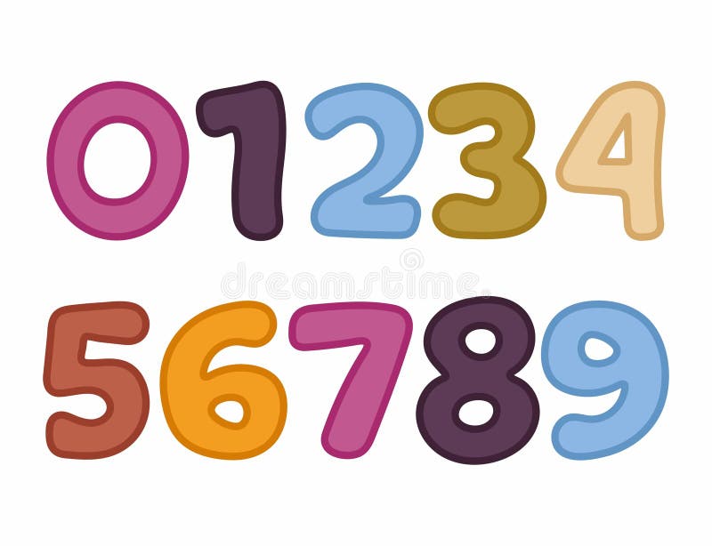Numbers for Teaching Maths To Kids. Colourful Numbers from 0 To 9 Stock ...
