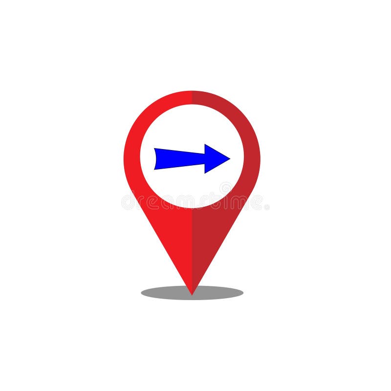 Icon Navigation Right Arrow in Map Pin Vector on a White Background ...